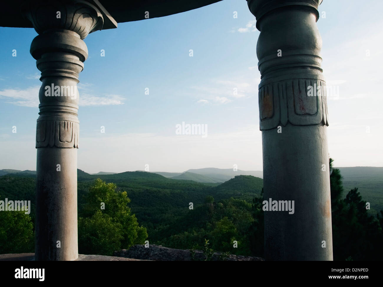 Hill range viewed through a shrine, Srivari Padalu, Narayanagiri Hill ...