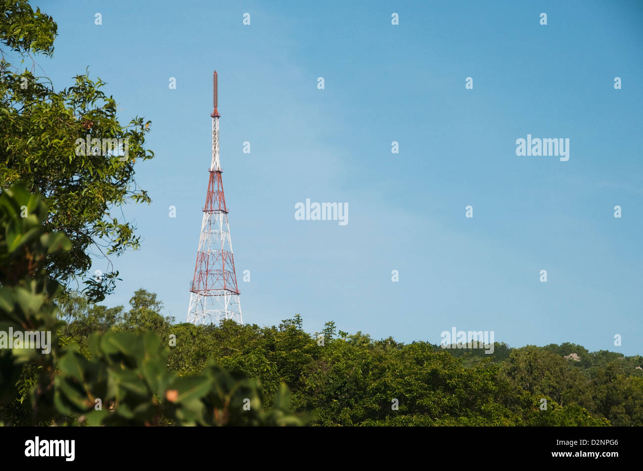 Communications tower on a hill, Tirupati, Chittoor District, Andhra ...