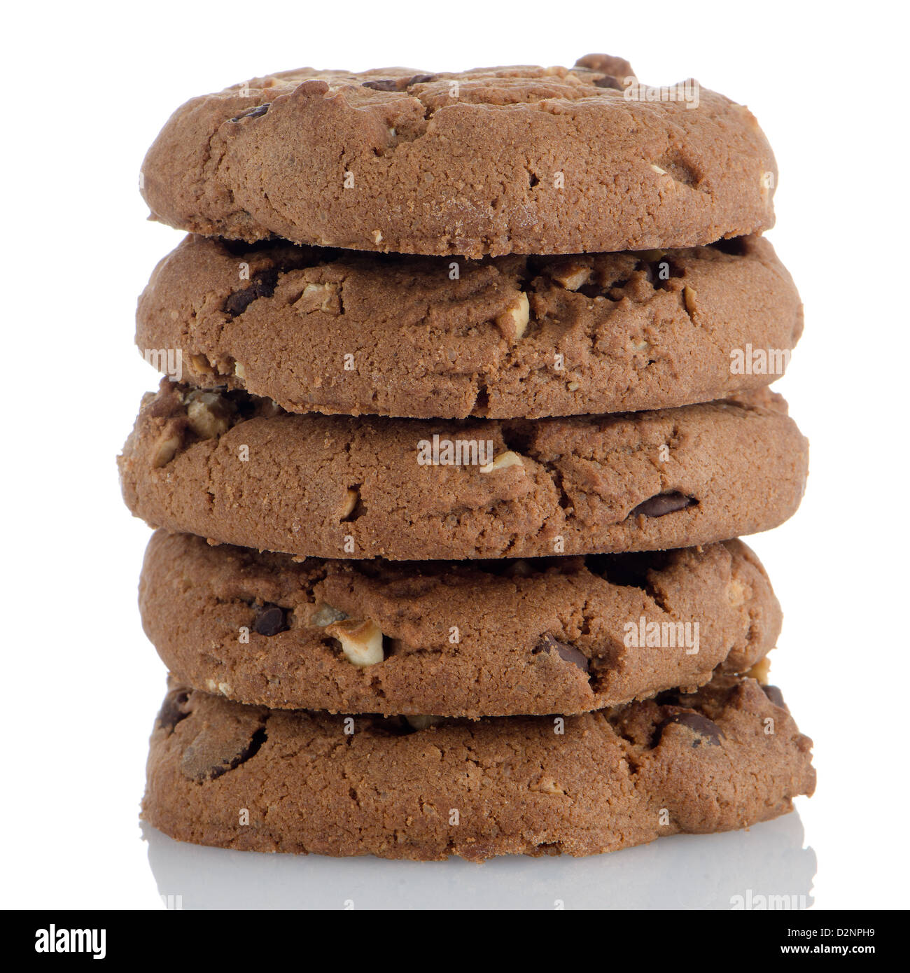 Stack of chocolate cookies isolated on white background Stock Photo - Alamy
