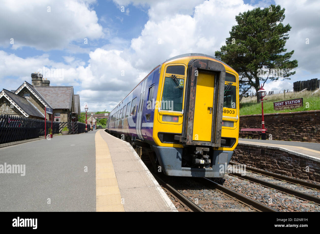 Passenger train at Dent railway Station, Cumbria, England Stock Photo ...