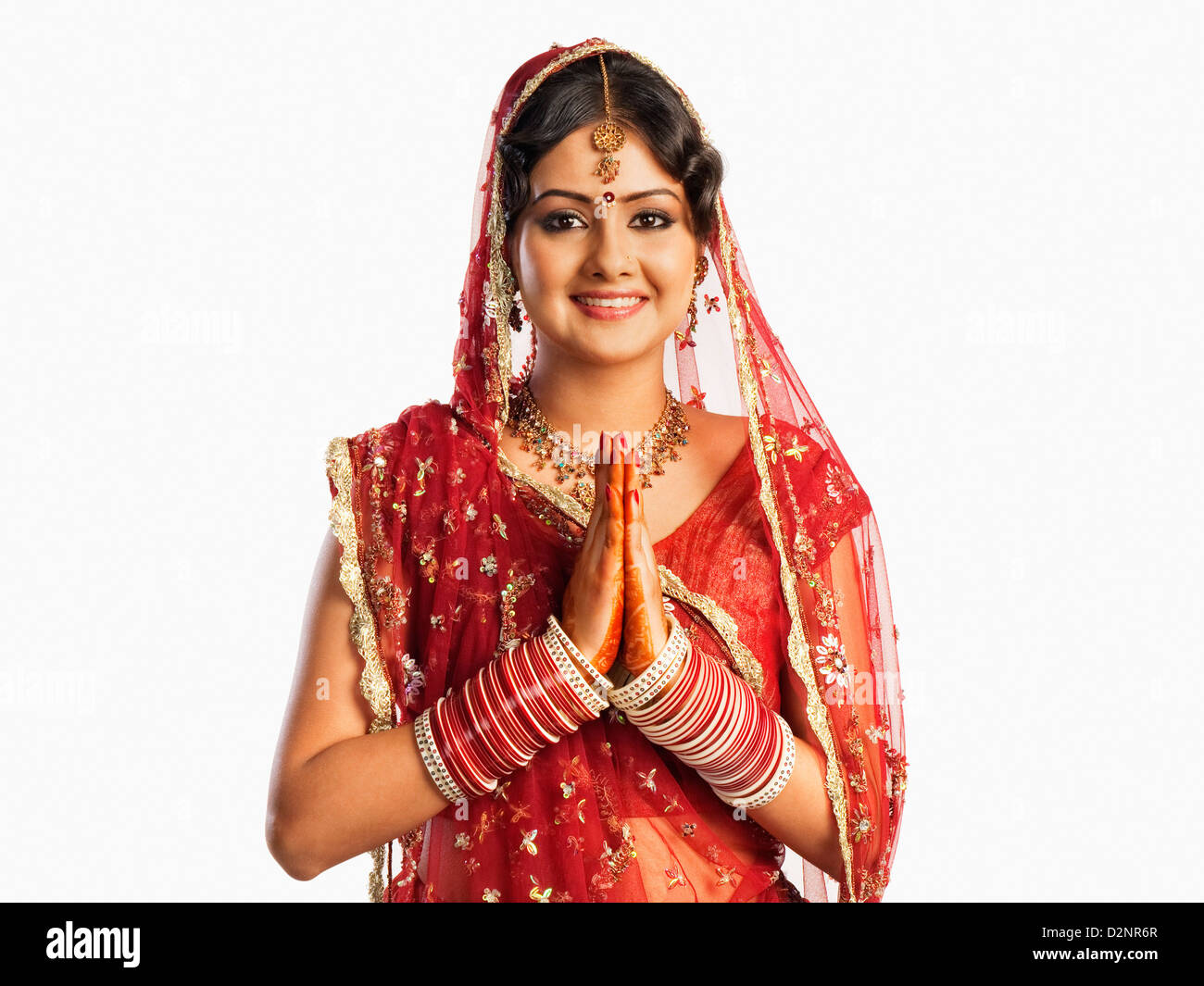 Indian woman in sari namaskar hi-res stock photography and images - Alamy