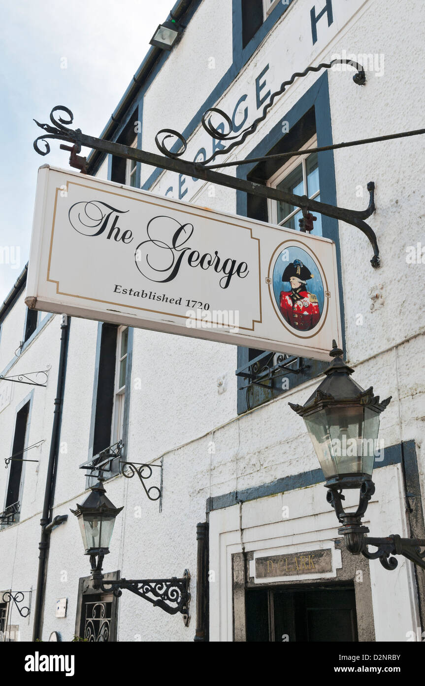 Scotland, Inveraray, The George Hotel, established 1720, entrance sign ...