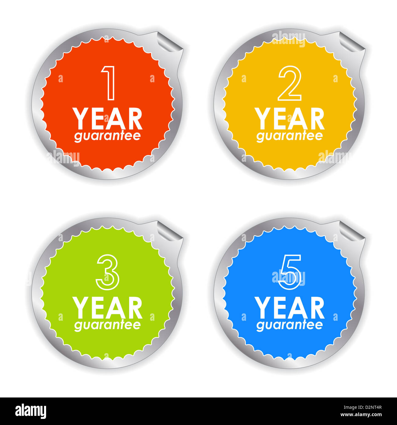 colorful guarantee labels on white background Stock Photo - Alamy