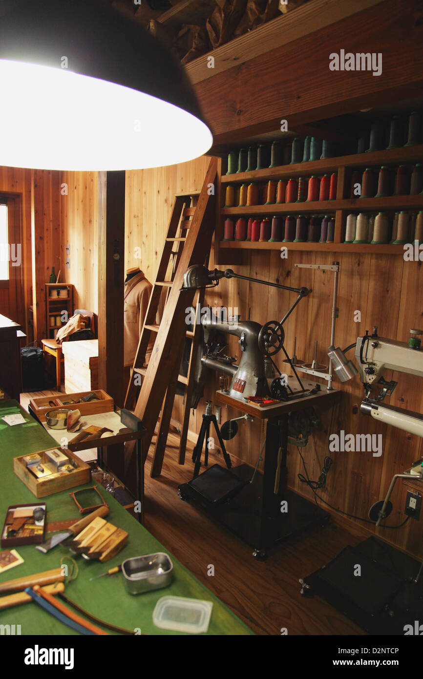 Leather manufacturing studio Stock Photo - Alamy