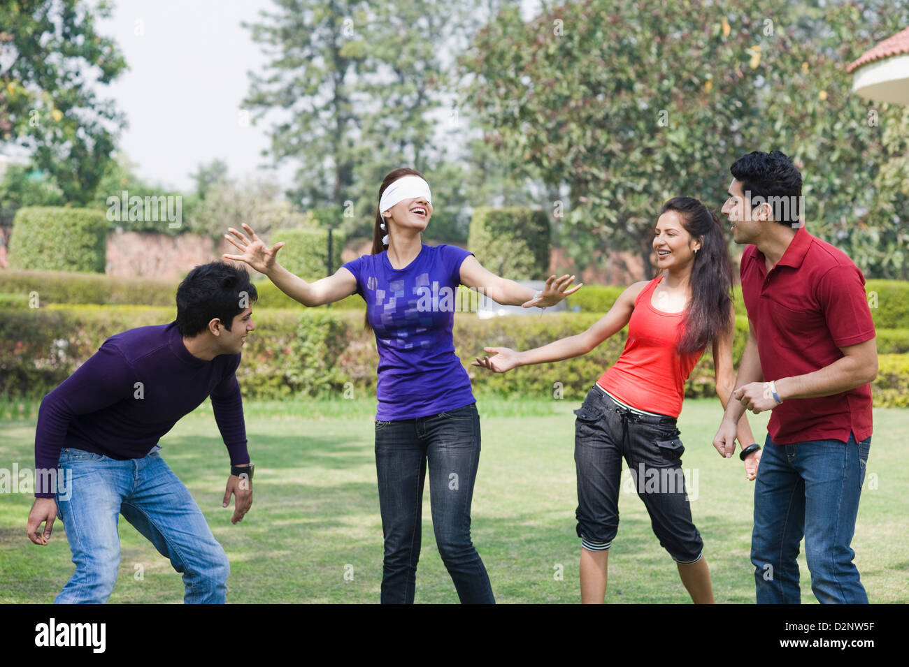 Playing blind mans bluff hi-res stock photography and images - Alamy