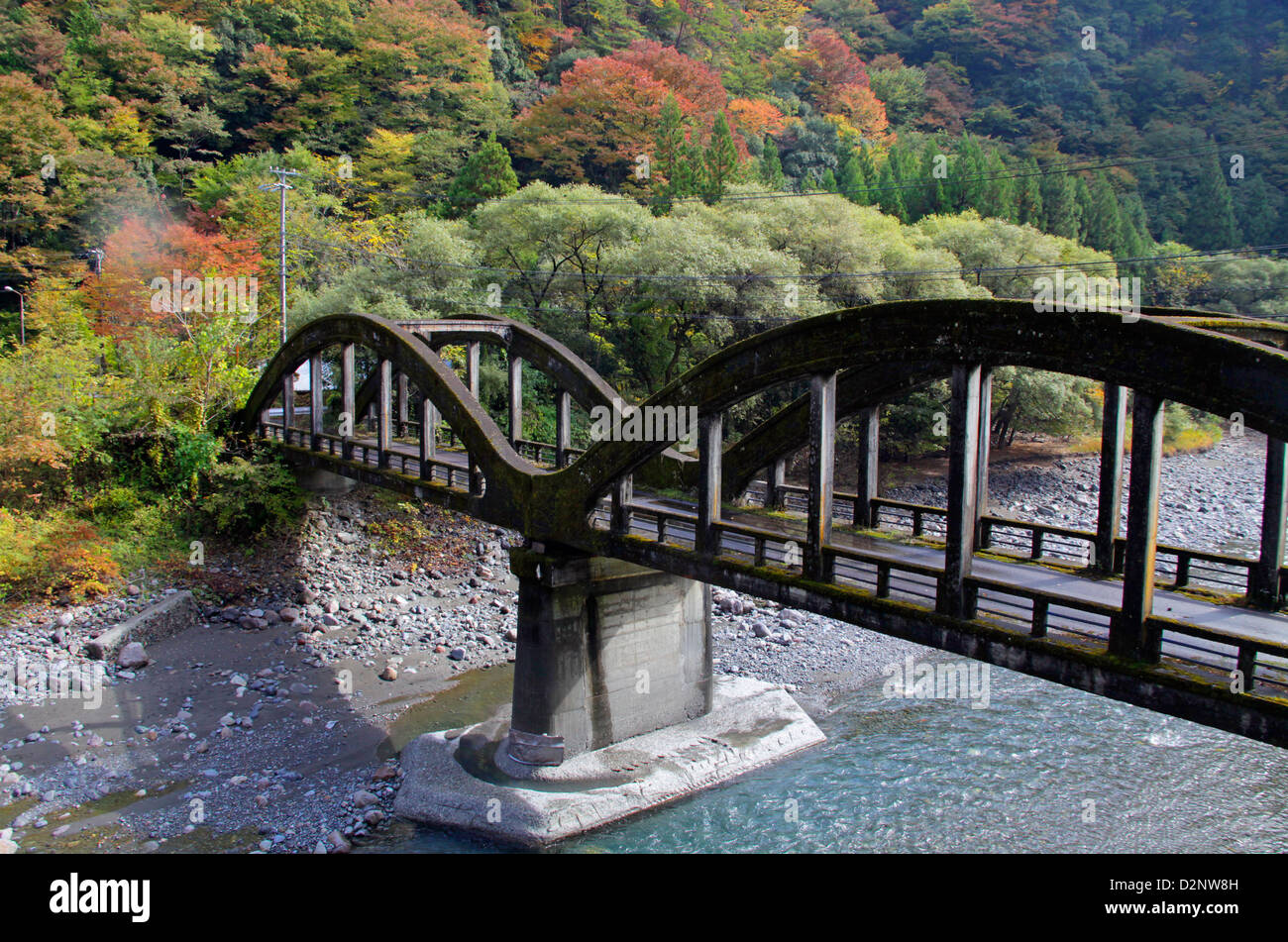 An old bridge over Toyamagawa river Minamishinano Nagano Japan Stock ...