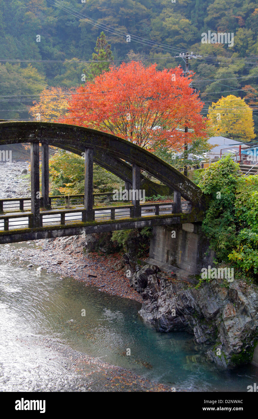 An old bridge over Toyamagawa river Minamishinano Nagano Japan Stock ...