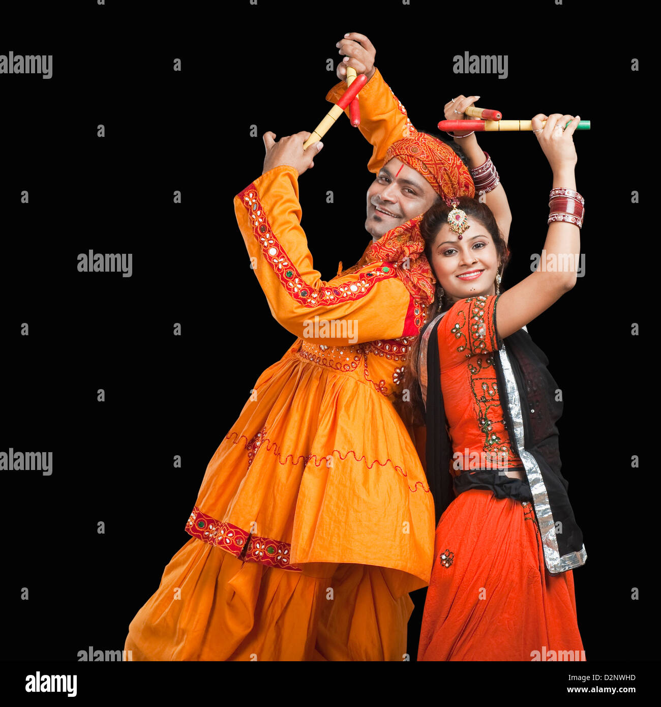 Couple performing dandiya Stock Photo, Royalty Free Image: 53341497 - Alamy
