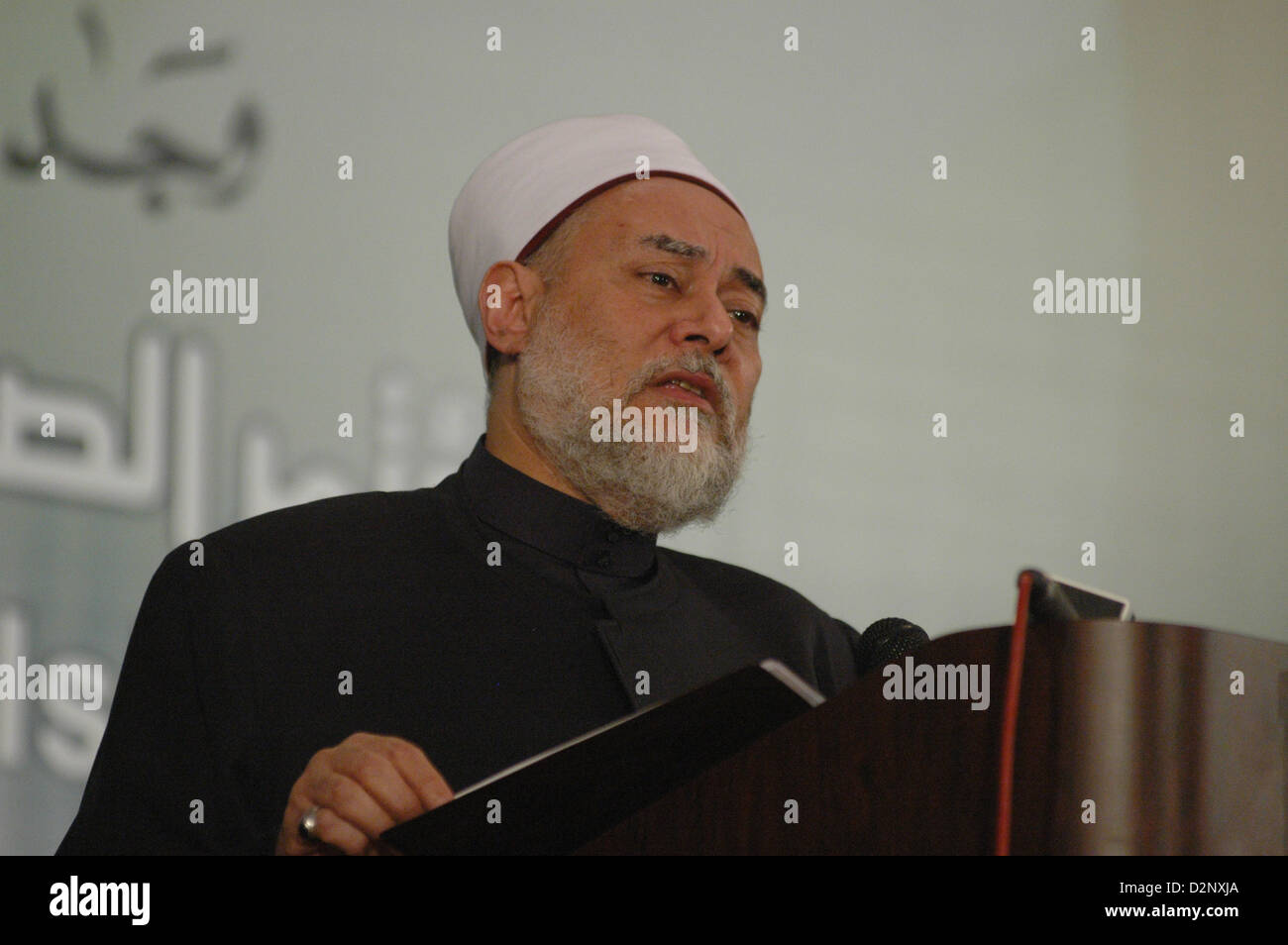 Ali Gomaa, the Grand Mufti of Egypt, at a press conference in Cairo to ...