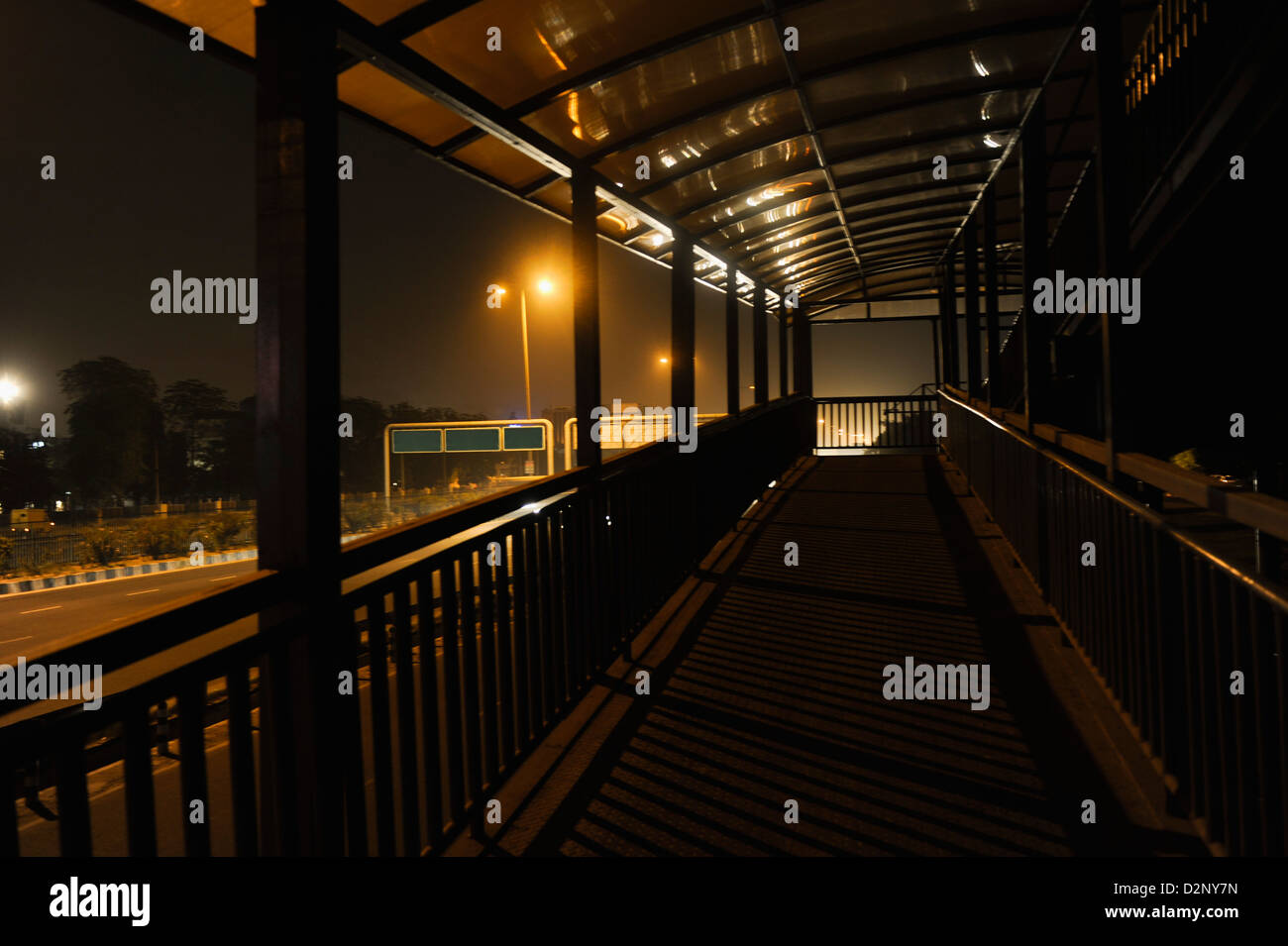 Foot over bridge at night, Gurgaon, Haryana, India Stock Photo - Alamy