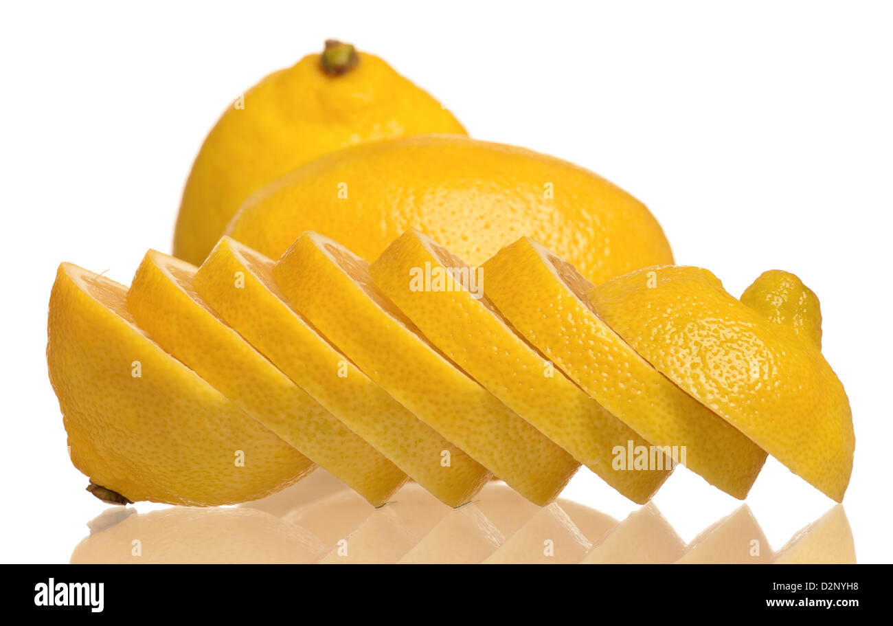 Fresh ripe cut lemon isolated on white background Stock Photo - Alamy