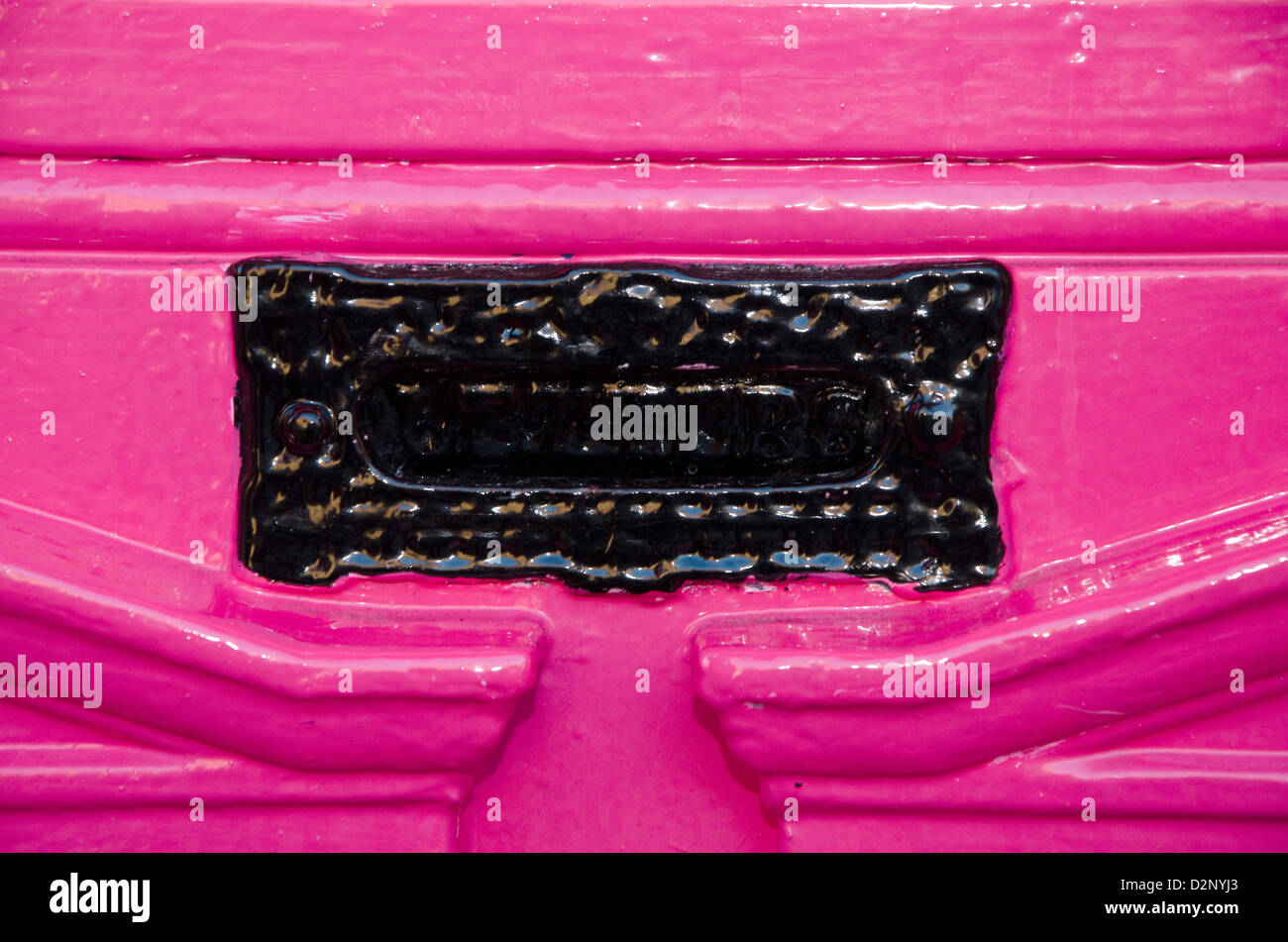 Colorful pink door letter box Stock Photo - Alamy