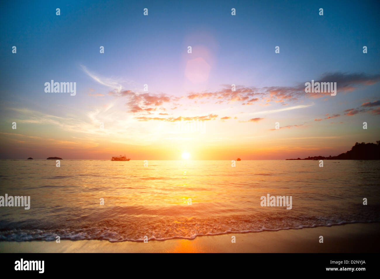 Beautiful sunset and sea beach Stock Photo - Alamy