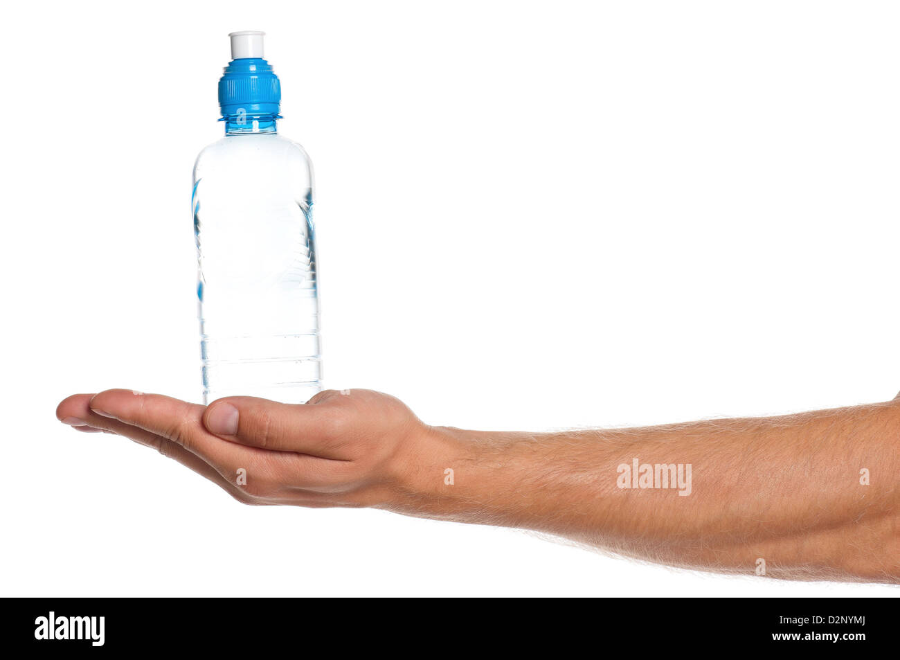 Man holding a bottle of water isolated on white background Stock Photo ...