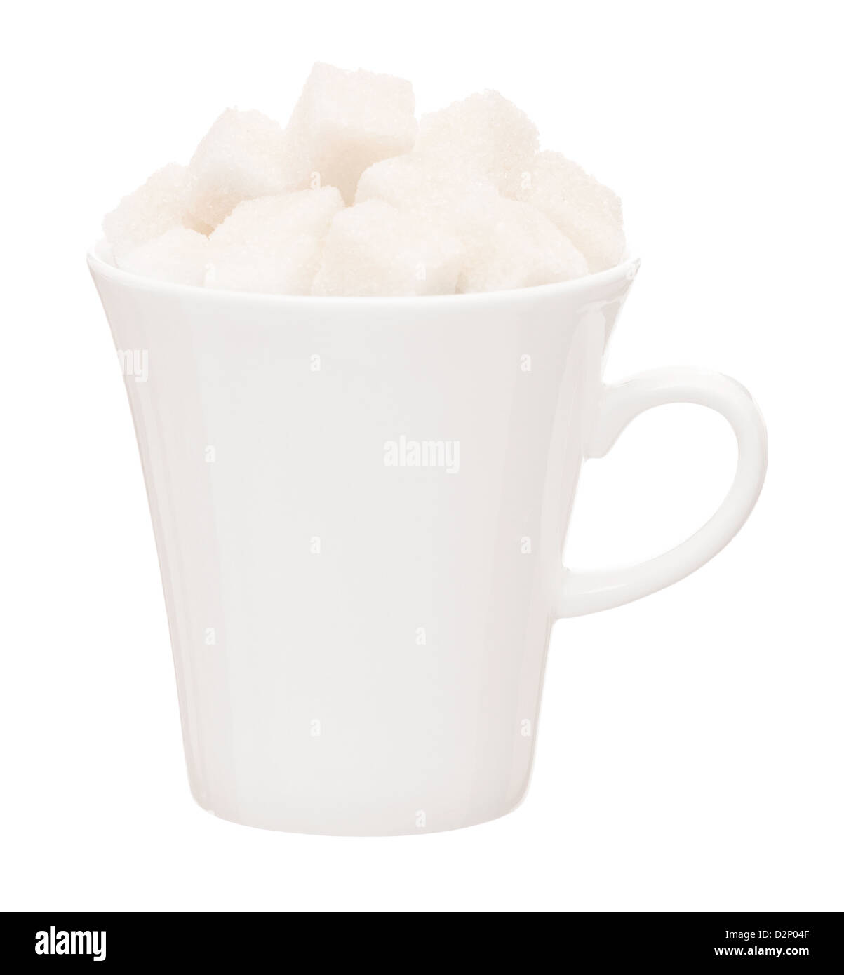 Small white cup with lump sugar isolated on white background Stock ...