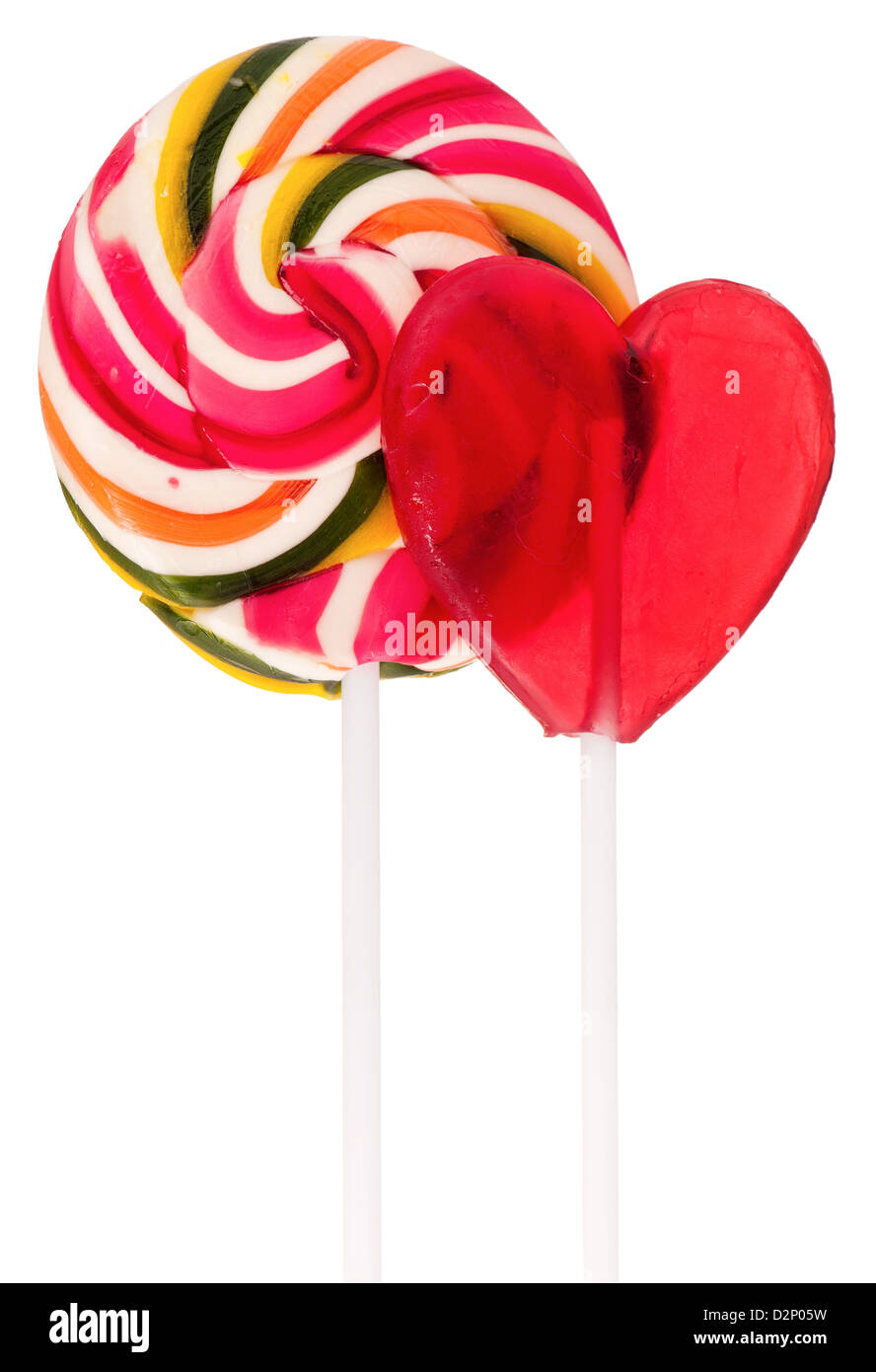Two sweet lollipops isolated on white background Stock Photo - Alamy