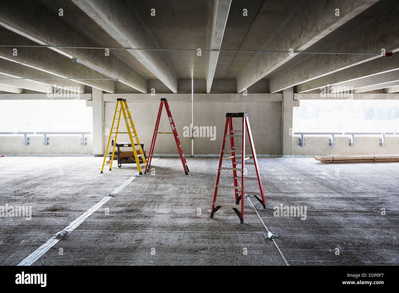 A construction site, the building of a parking garage. A concrete ...