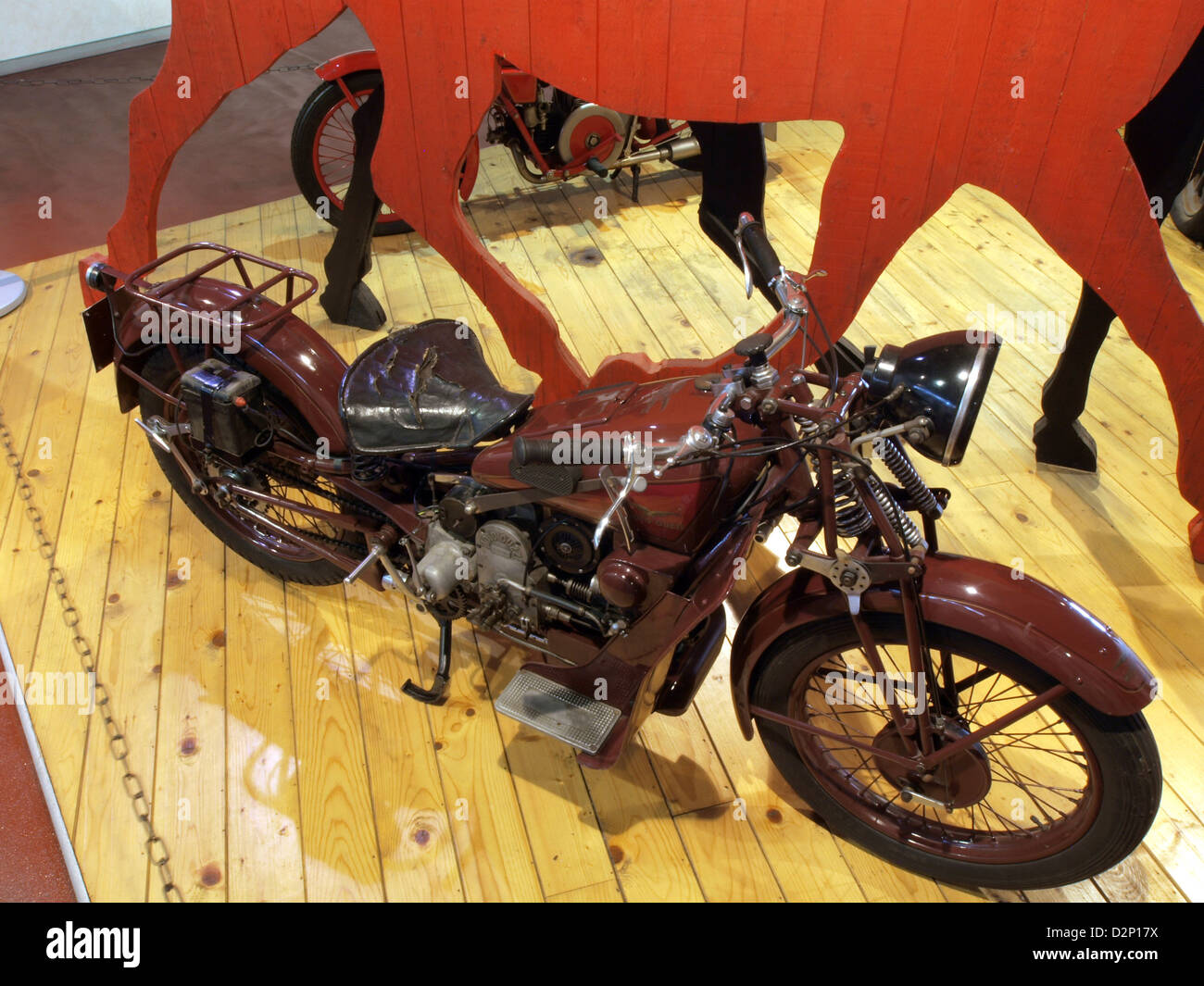 An old Moto Guzzi motorcycle used by the Italian police, showcasing a ...
