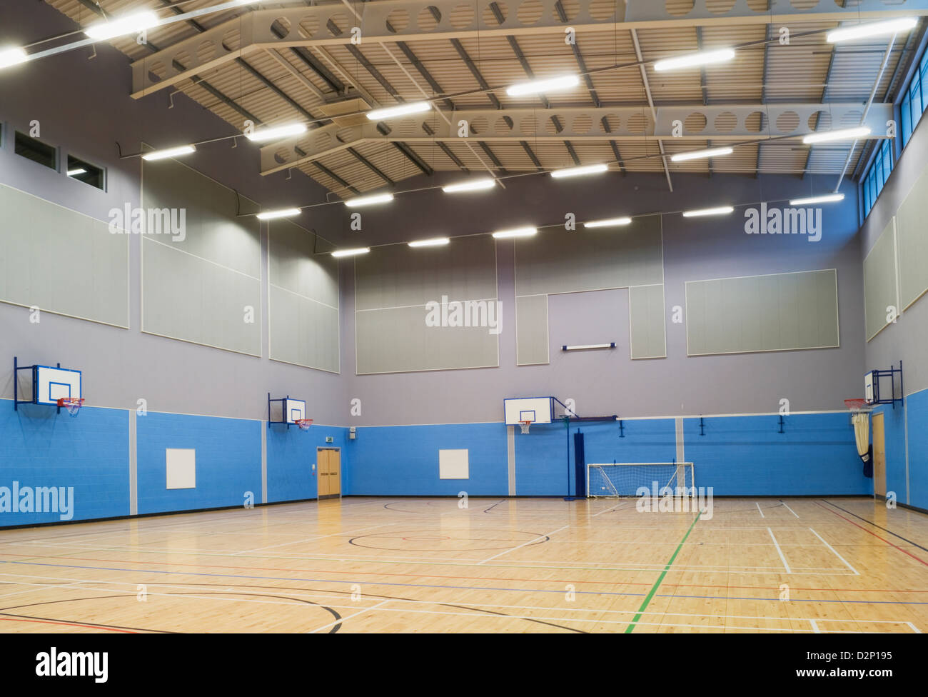 Main sports hall in a modern secondary school Stock Photo - Alamy