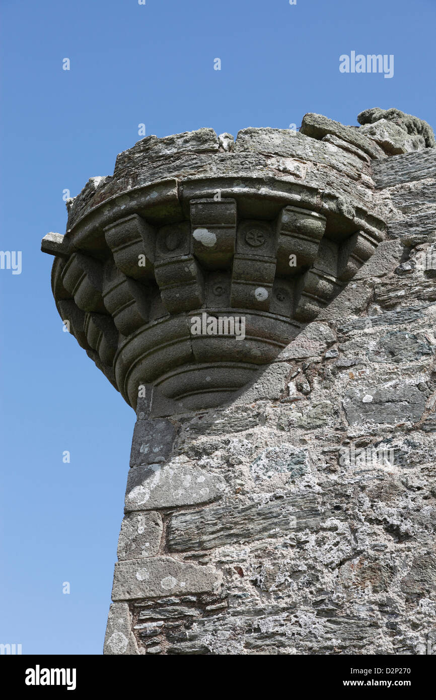 Corbelled turret on Muness Castle, on the island of Unst Stock Photo ...