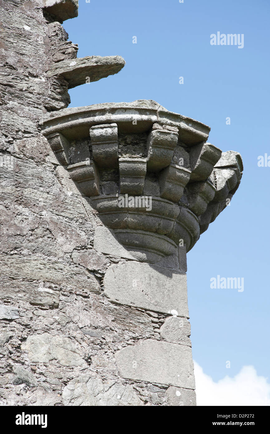 Corbelled turret on Muness Castle, on the island of Unst Stock Photo ...