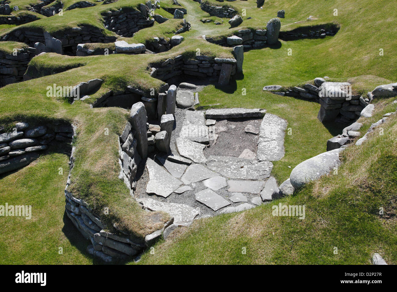 Neolithic housing at the Jarlshof Archaeological Site which contains ...