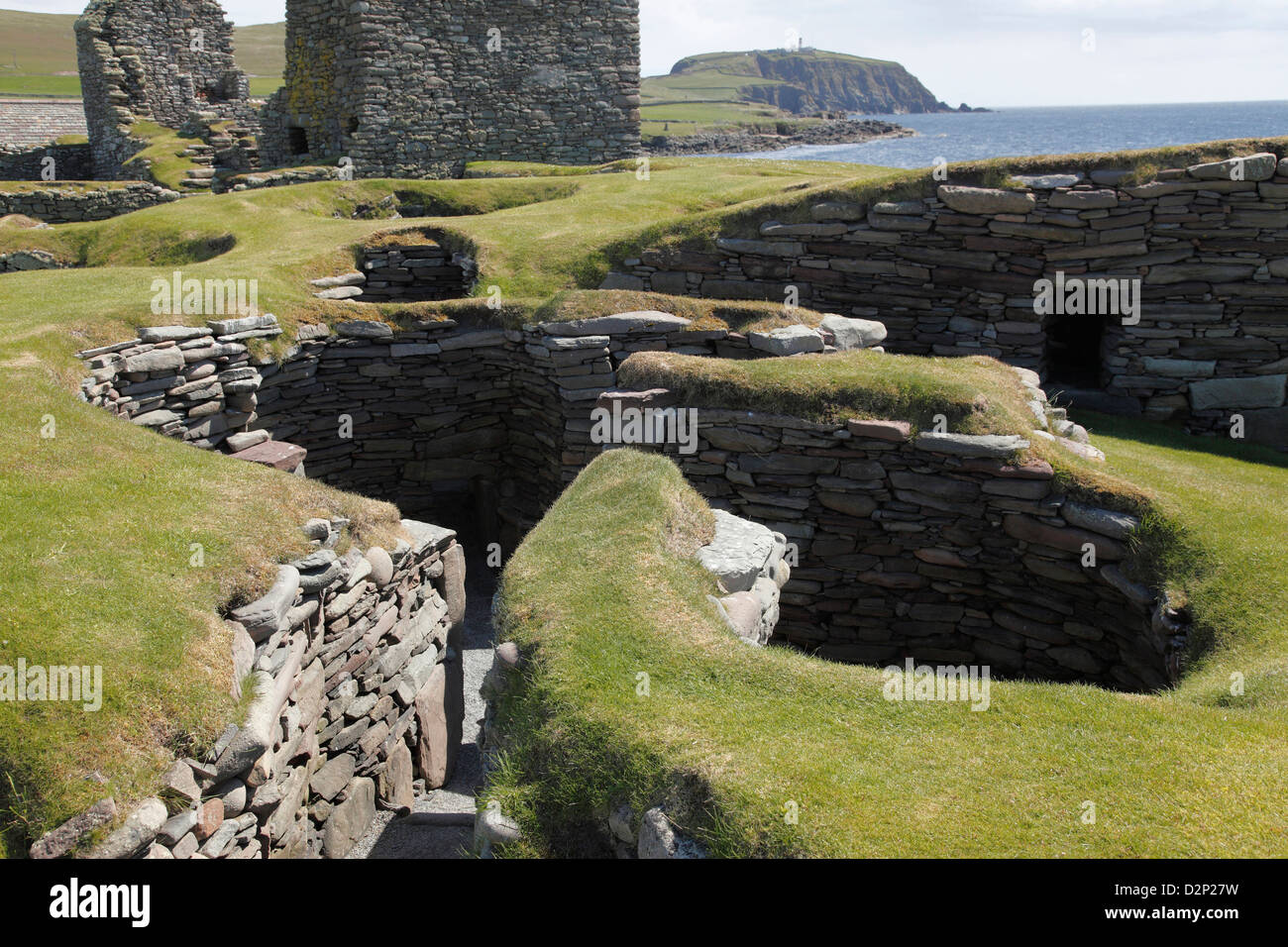 Neolithic housing at the Jarlshof Archaeological Site which contains ...