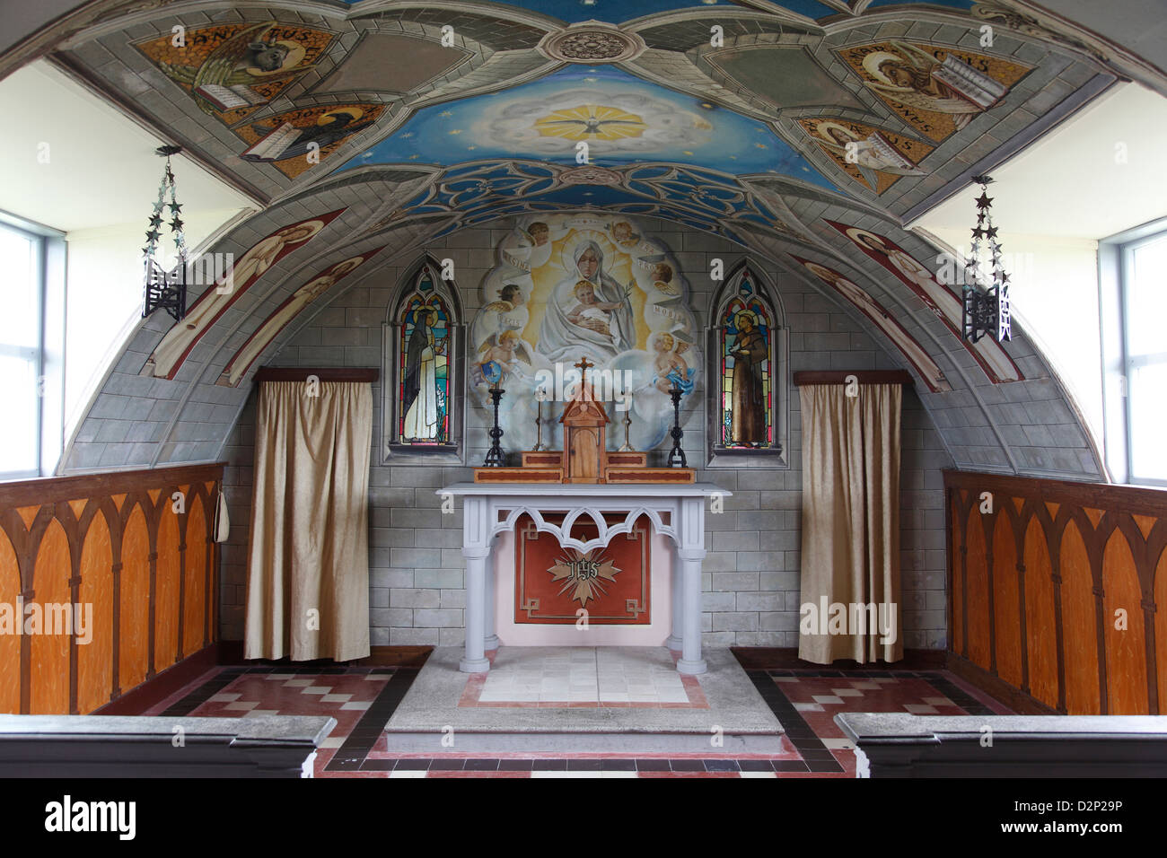 Interior of the Italian Chapel painted by Domenico Chiocchetti, built ...