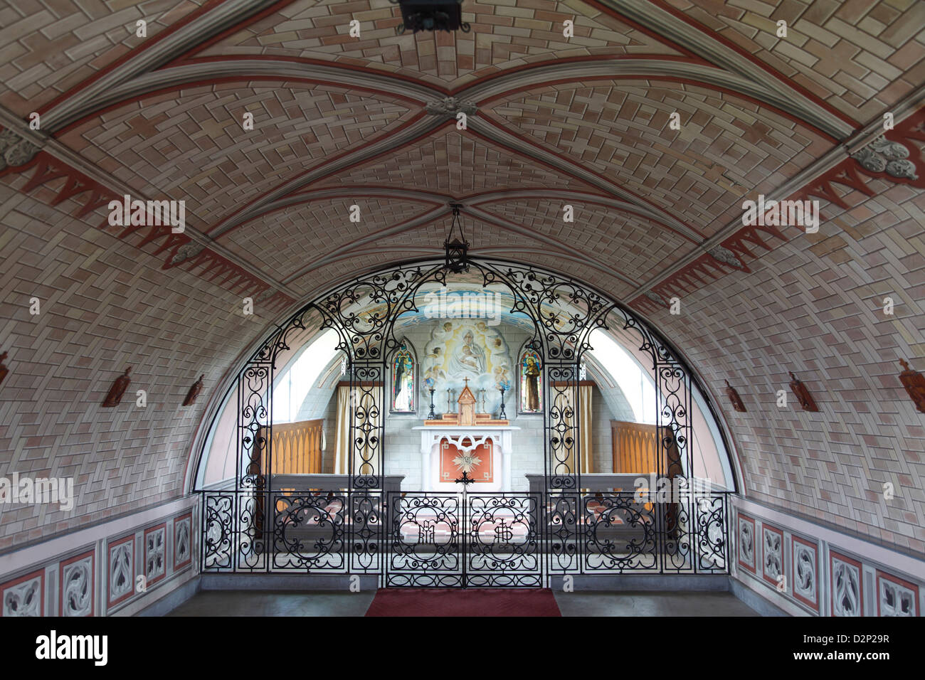 Interior of the Italian Chapel painted by Domenico Chiocchetti, built ...