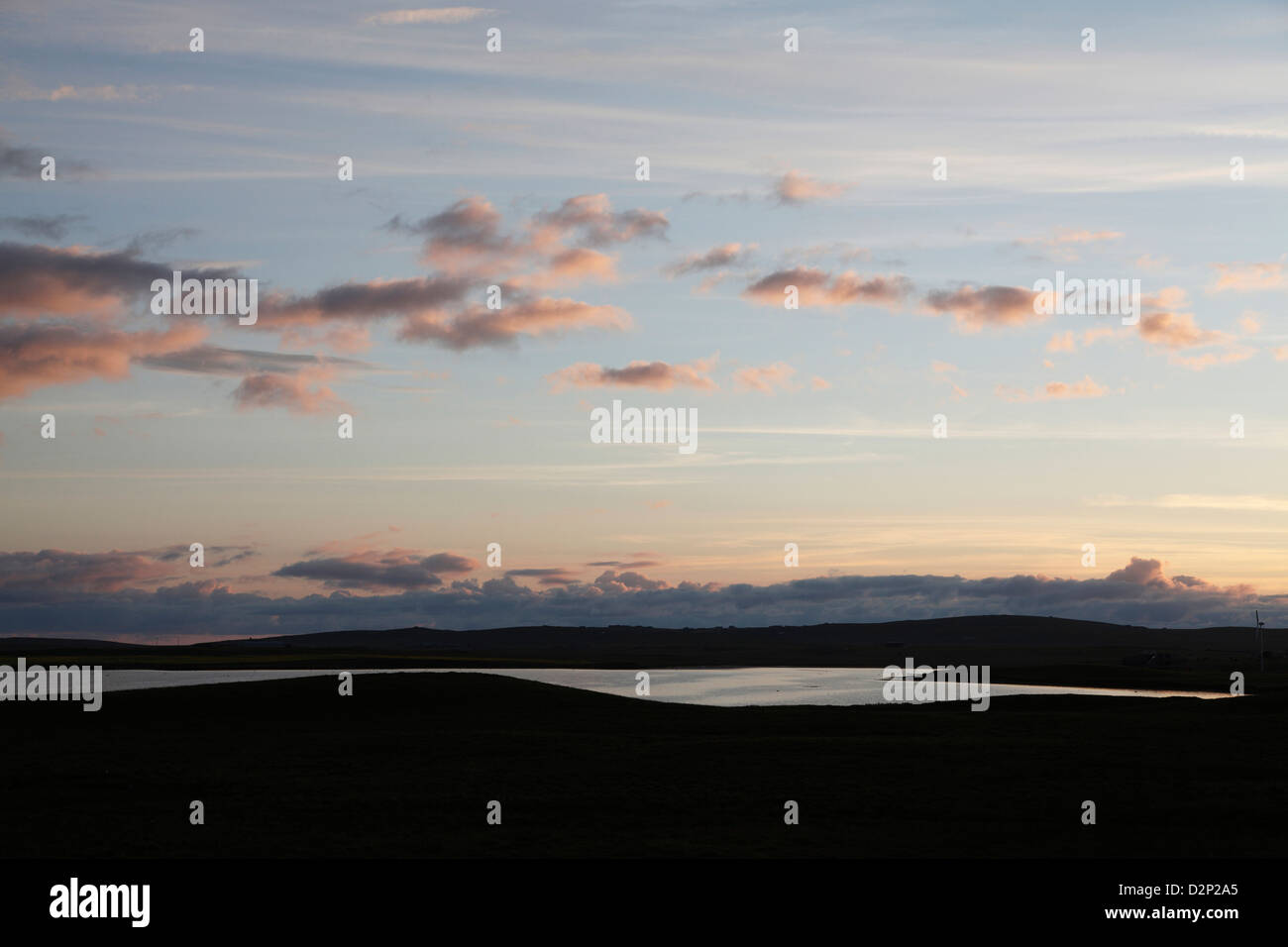 A view of Loch Harray at sunset Stock Photo - Alamy