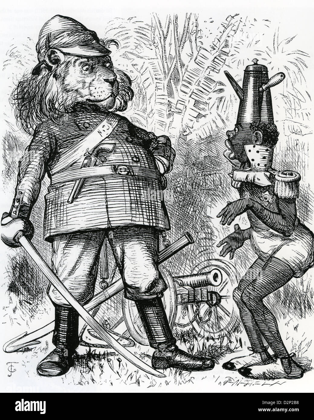 ASHANTI WARS 1873 cartoon entitled "The British Lion Aroused" draw by ...