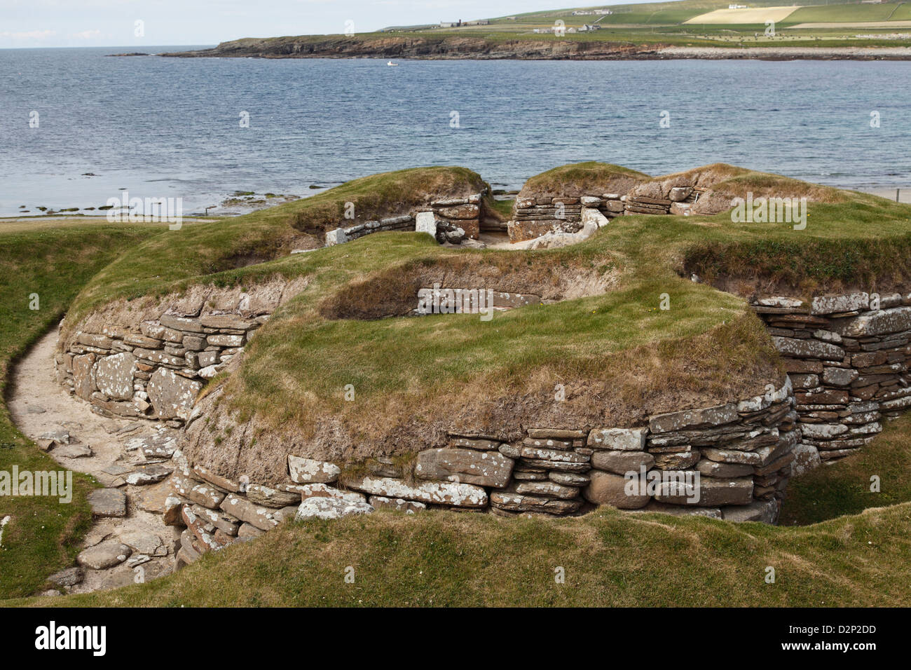A dry stone house at Skara Brae, a stone-built Neolithic settlement ...