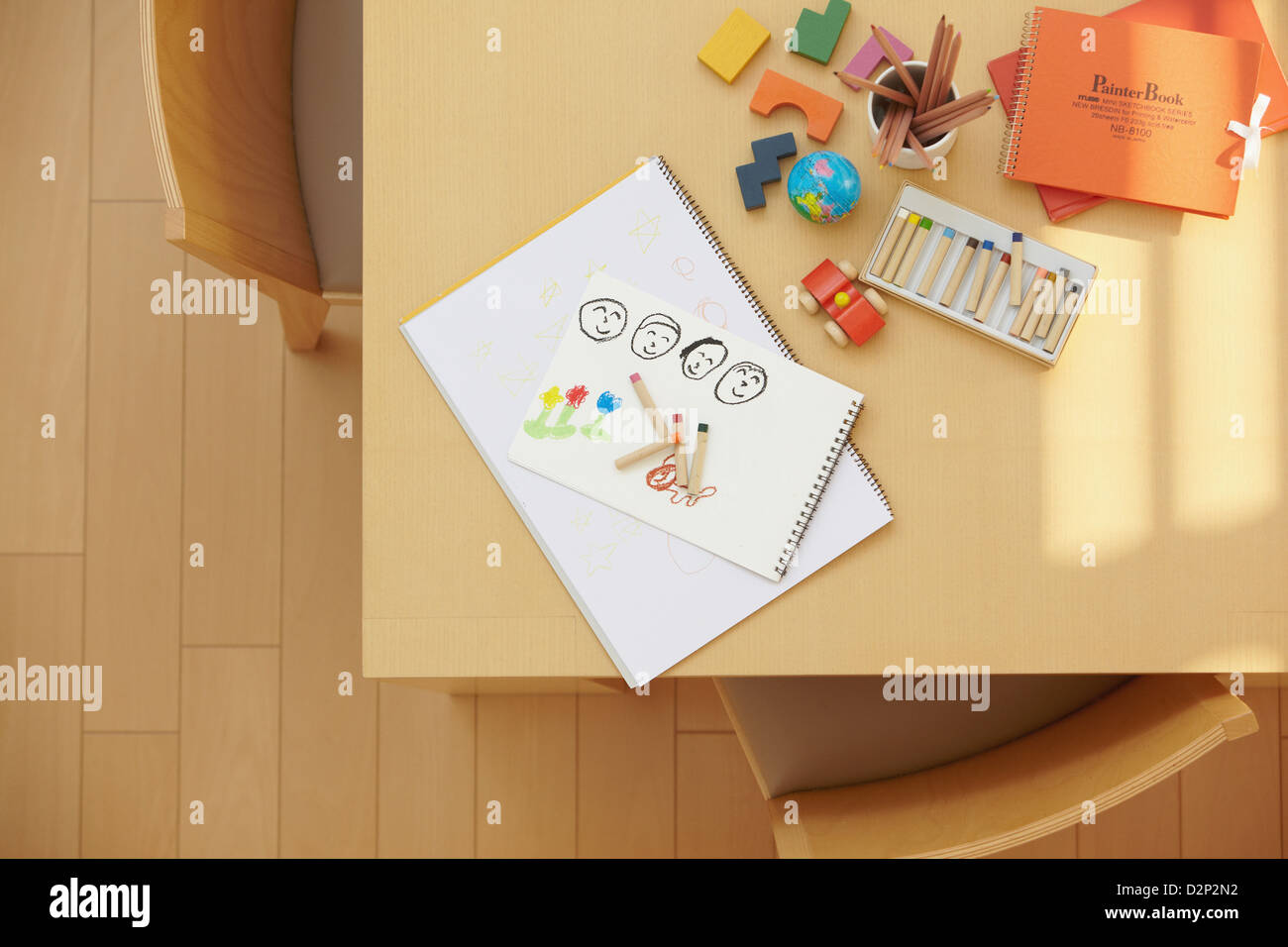 Drawing tools on a table Stock Photo - Alamy