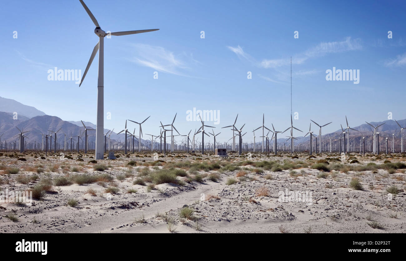 wind power turbines outside palm springs in the mojave desert ...