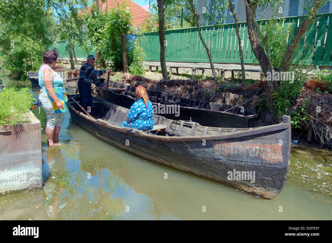 Boat on canal in Vilkovo or Vylkove, also known as "Ukrainian Venice ...