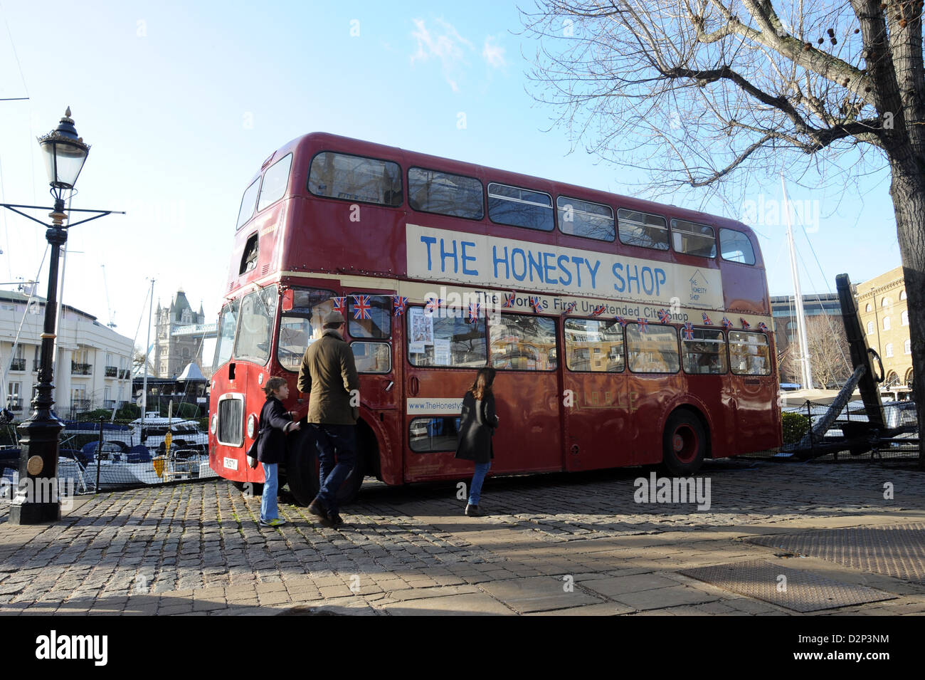 Worlds first unattended honesty bus shop in St Katherines dock, london ...