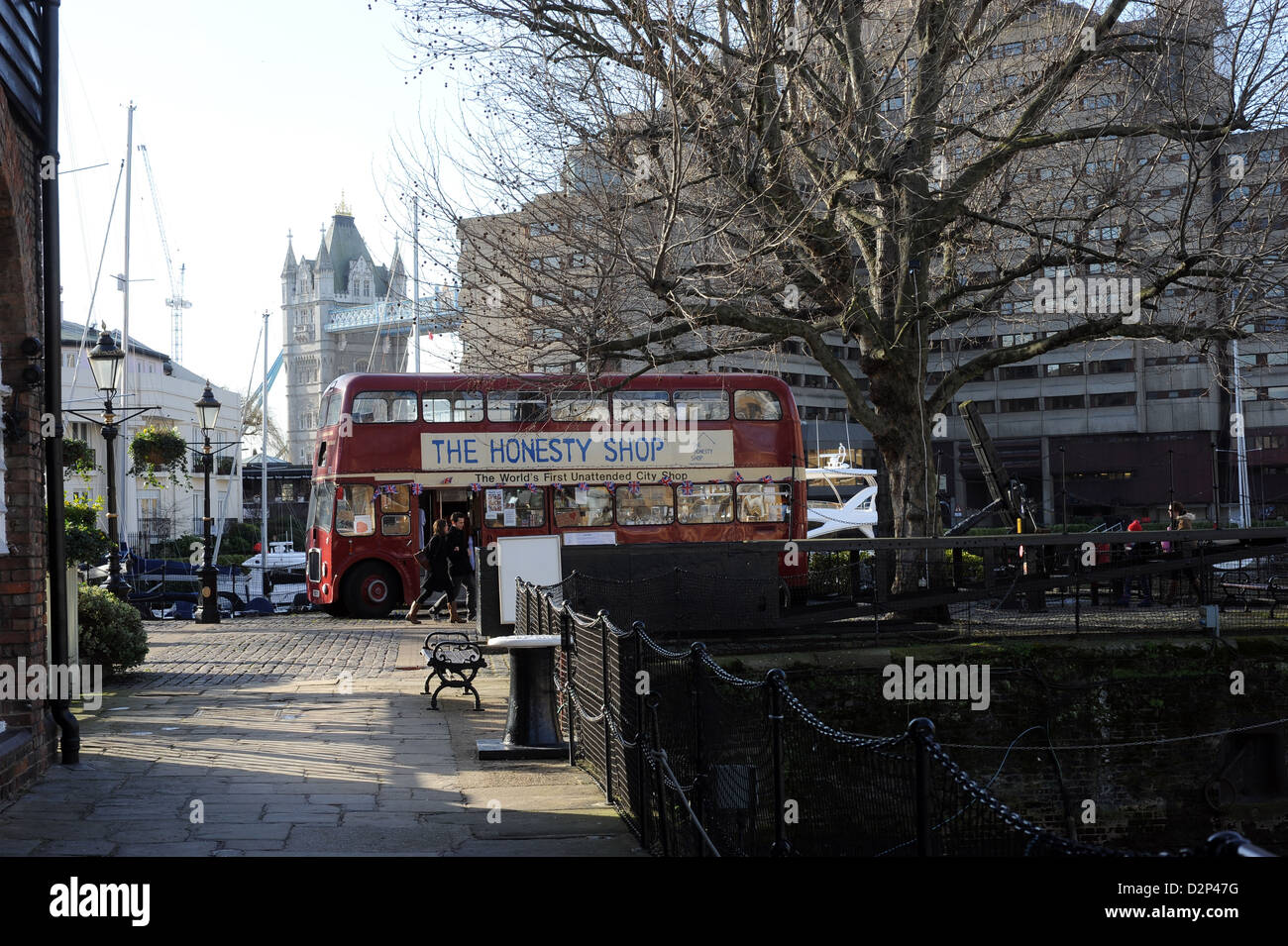 Worlds first unattended honesty bus shop in St Katherines dock, london ...