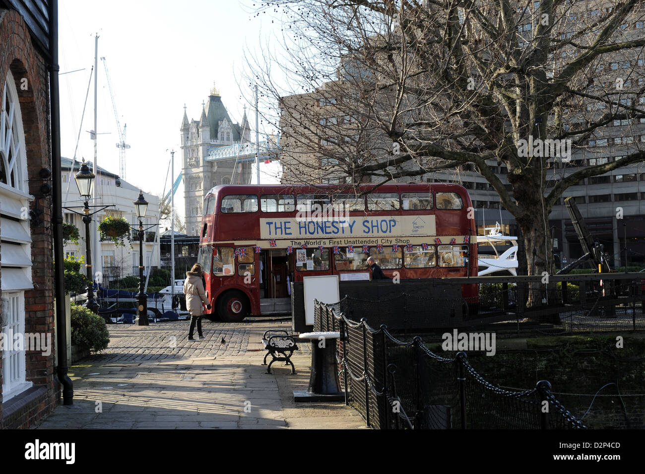 Worlds first unattended honesty bus shop in St Katherines dock, london ...