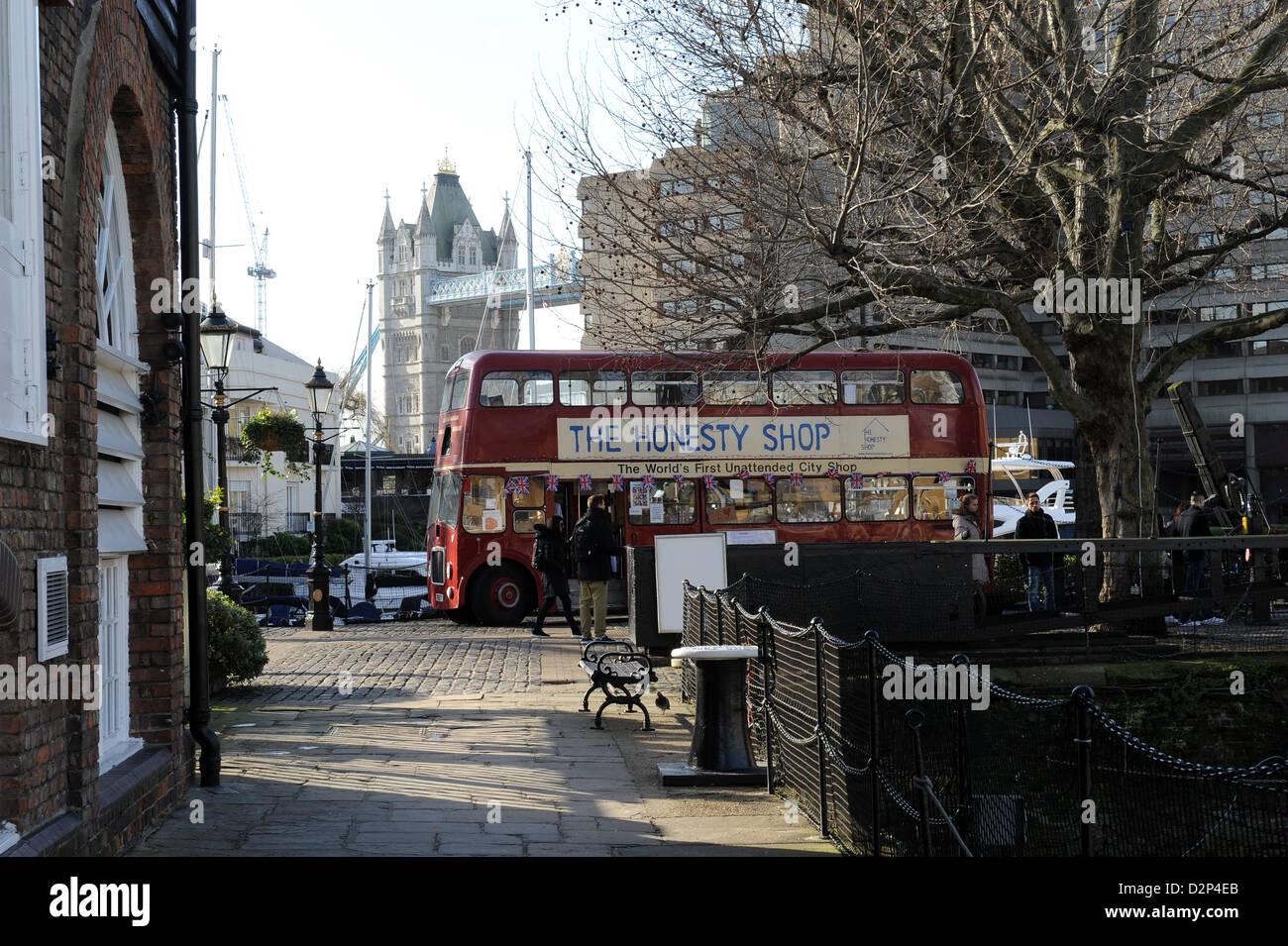 Worlds first unattended honesty bus shop in St Katherines dock, london ...