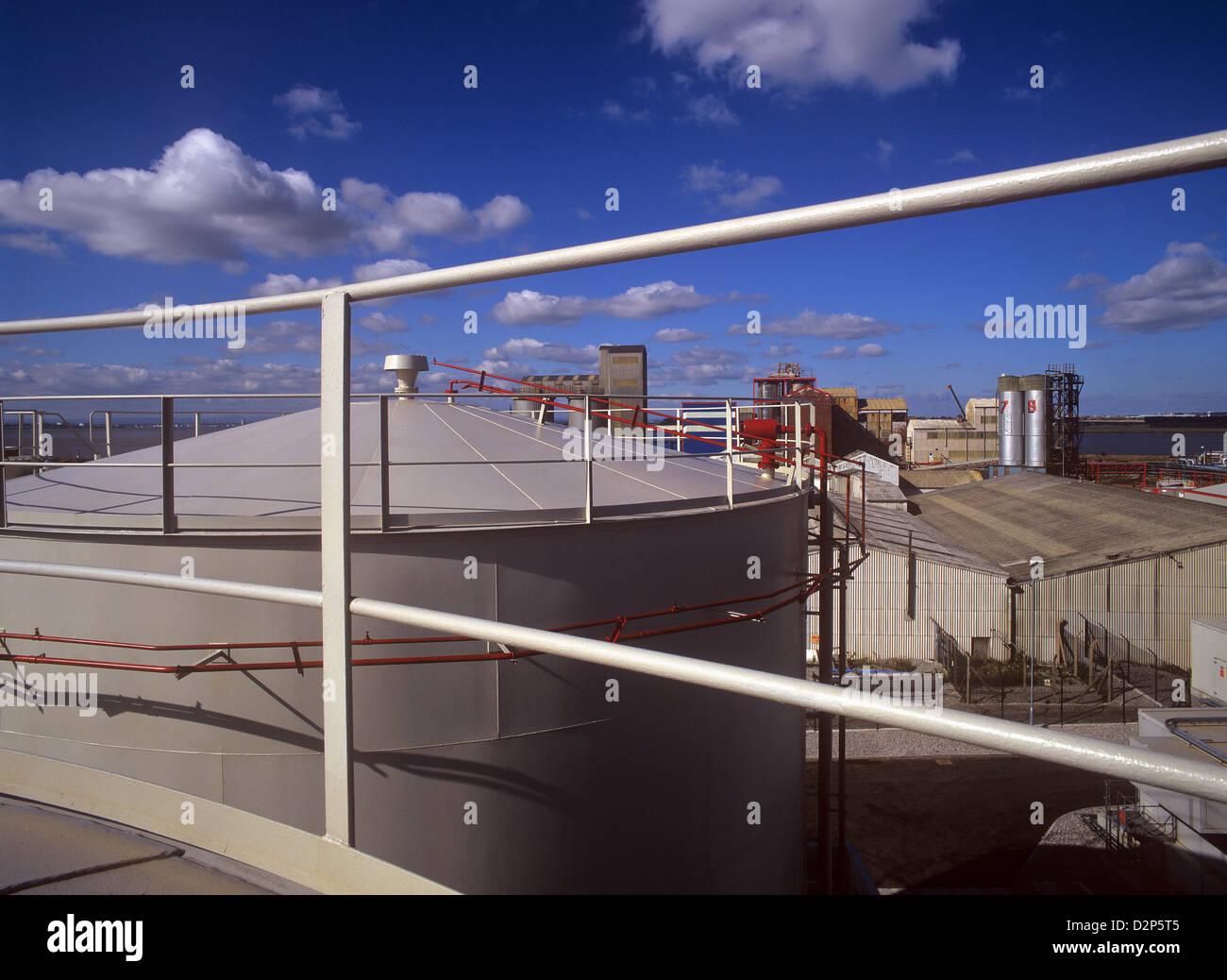 Large oil-tanks and other plant at a combined heat and power facility ...