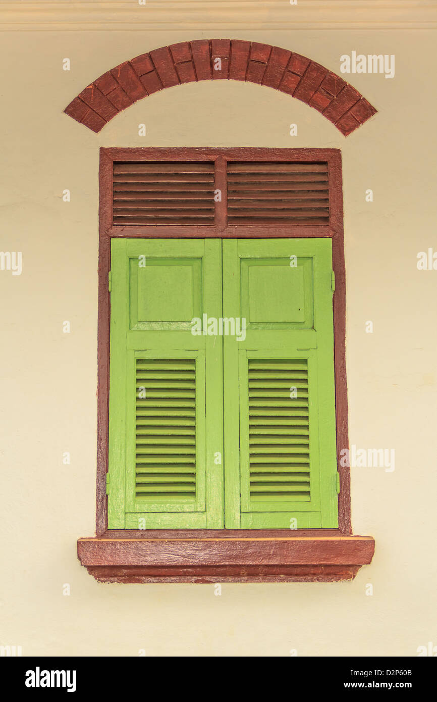 two tone close windows in the white wall Stock Photo - Alamy