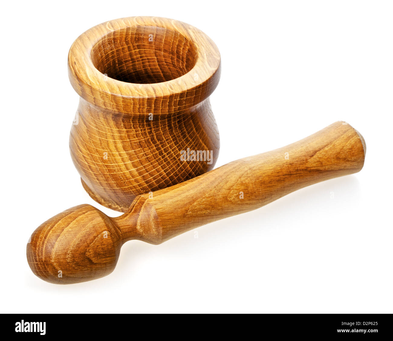 wooden pestle and mortar isolated on white Stock Photo - Alamy
