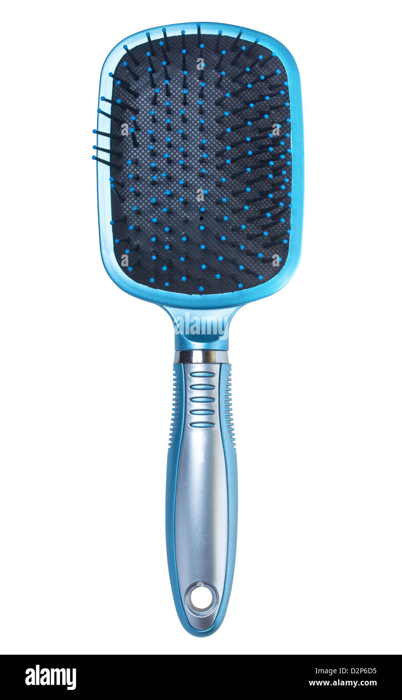 blue hair brush isolated on white background Stock Photo - Alamy