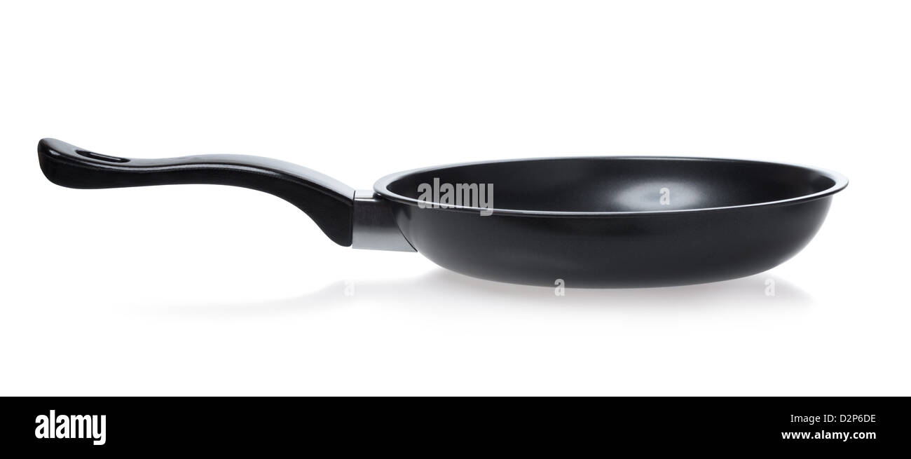 black frying pan isolated on white background Stock Photo - Alamy