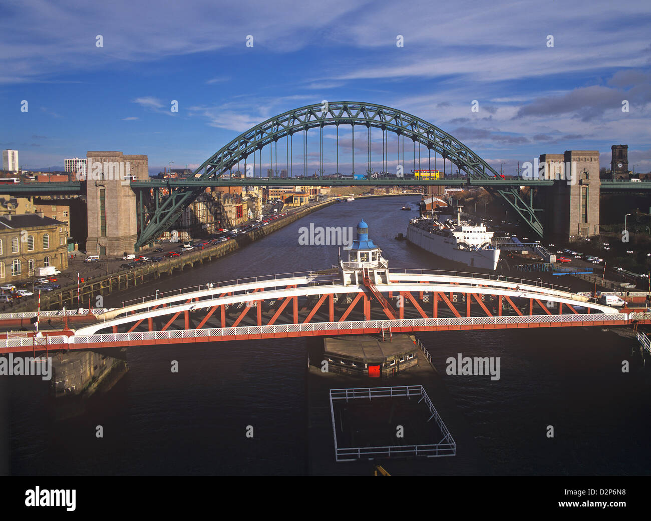 Newcastle Swing Bridge and more distant Tyne Bridge , Newcastle ...