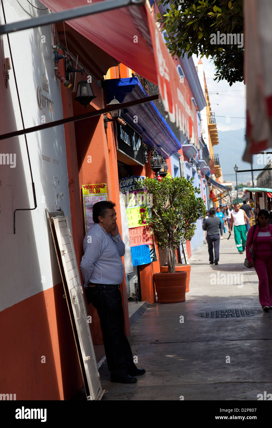 Road 20 de Noviembre in Oaxaca with small shops and rustic outlets ...