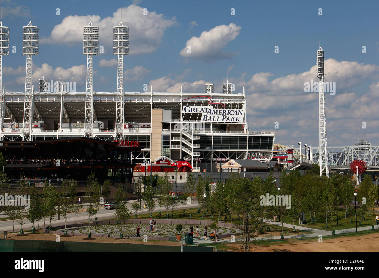 fountains at The Banks park downtown Cincinnati Ohio reds baseball ...