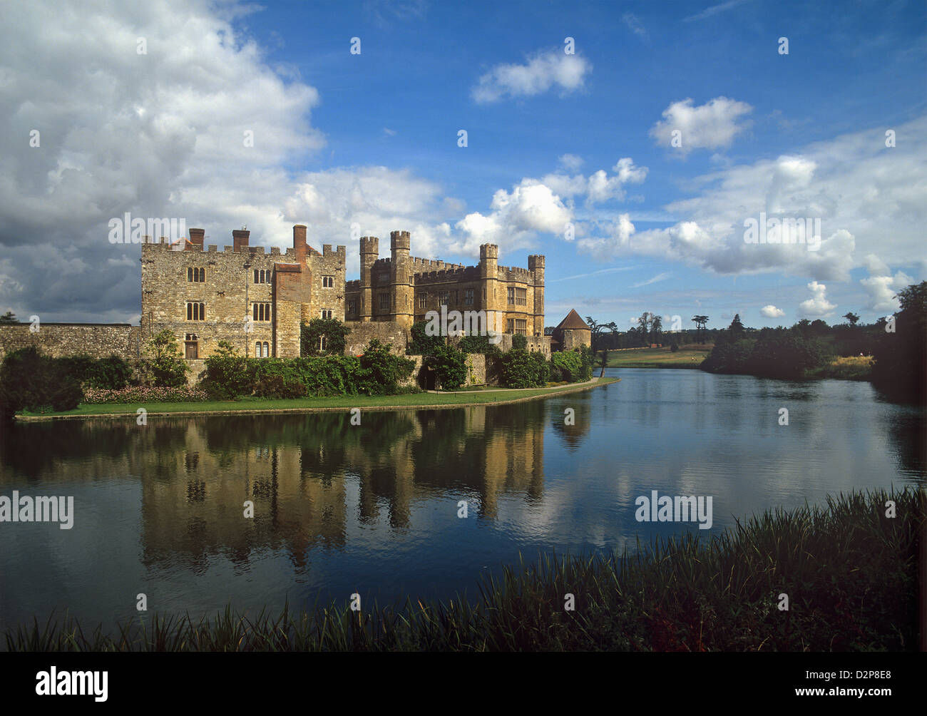 Leeds Castle and moat, Kent, England Stock Photo - Alamy