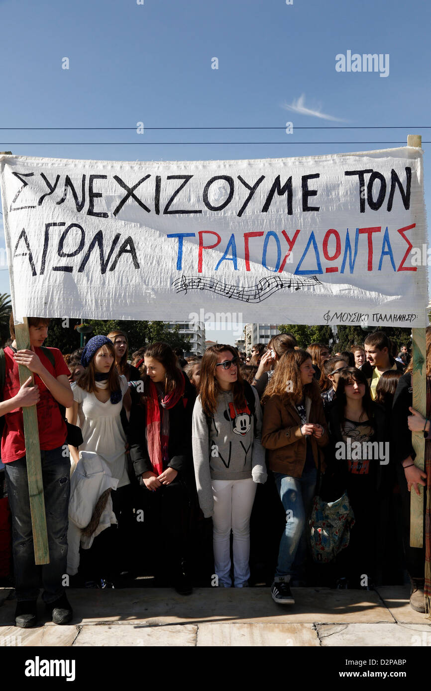 Protest march by students and teachers of music schools. Protesting ...