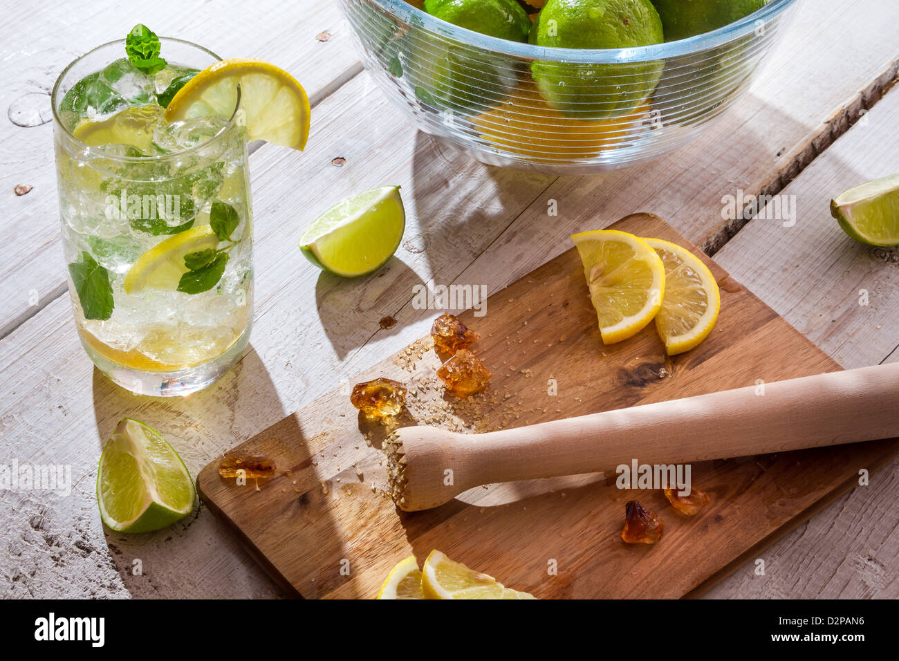 Brown sugar and citrus fruits for cold drink Stock Photo - Alamy